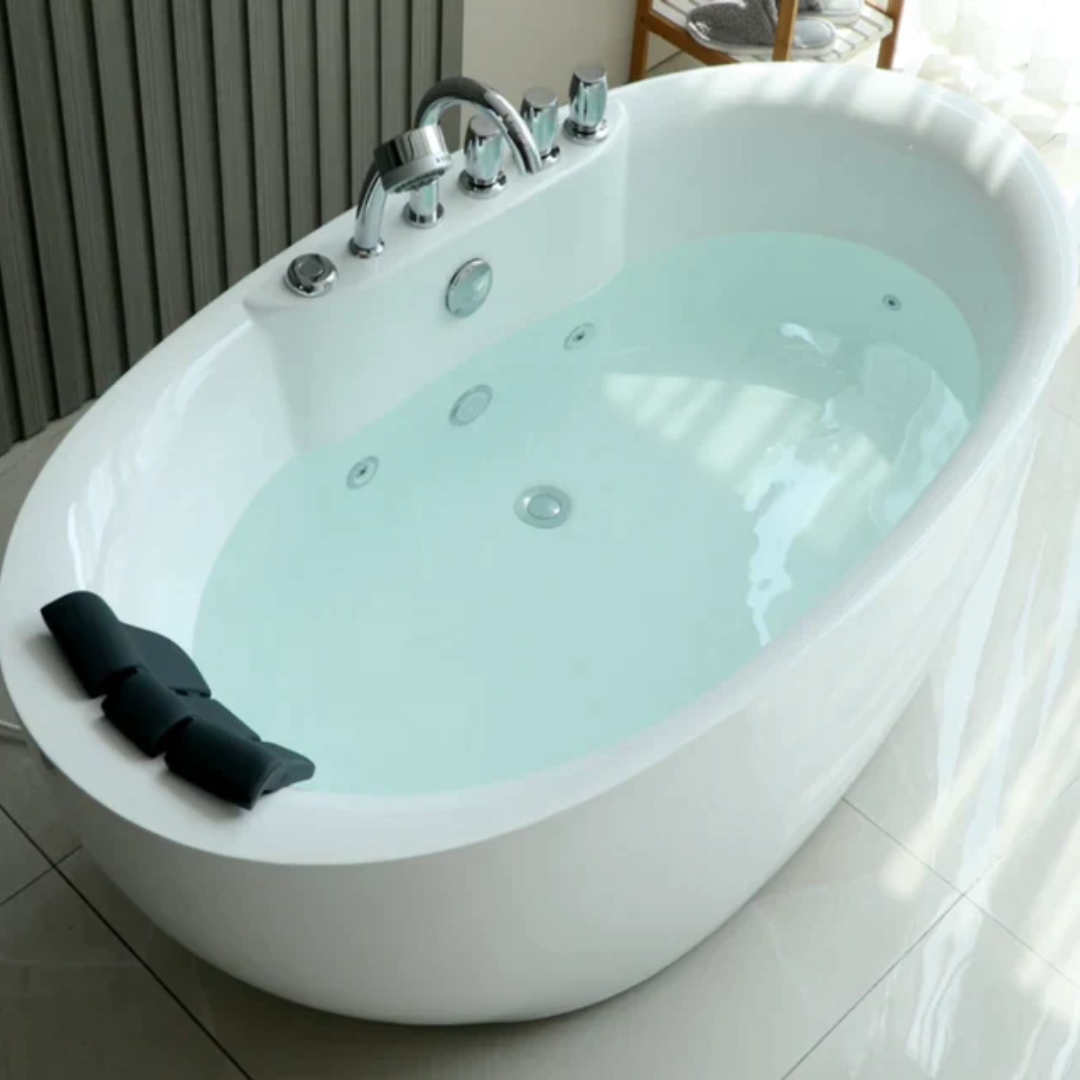 71" Freestanding Whirlpool Oval Bathtub – Designer Tubs
