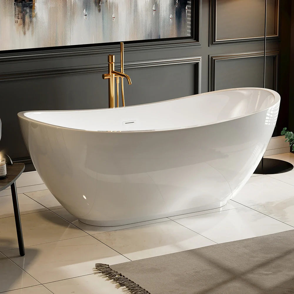 69" Freestanding Soaking Tub with Center Drain – Designer Tubs